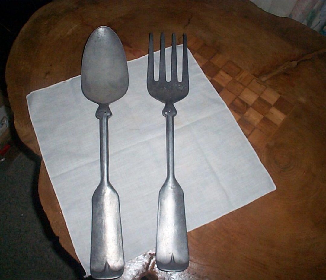 Mid Century Modern Cast Aluminum Oversized Fork and Spoon Wall Hanger ...