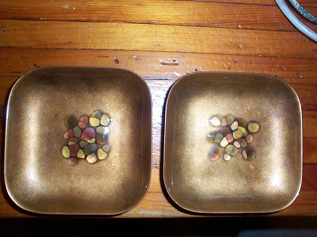Bovano Enamel Copper Dishes – Mid Century Modern Decorative Art, Pair ...