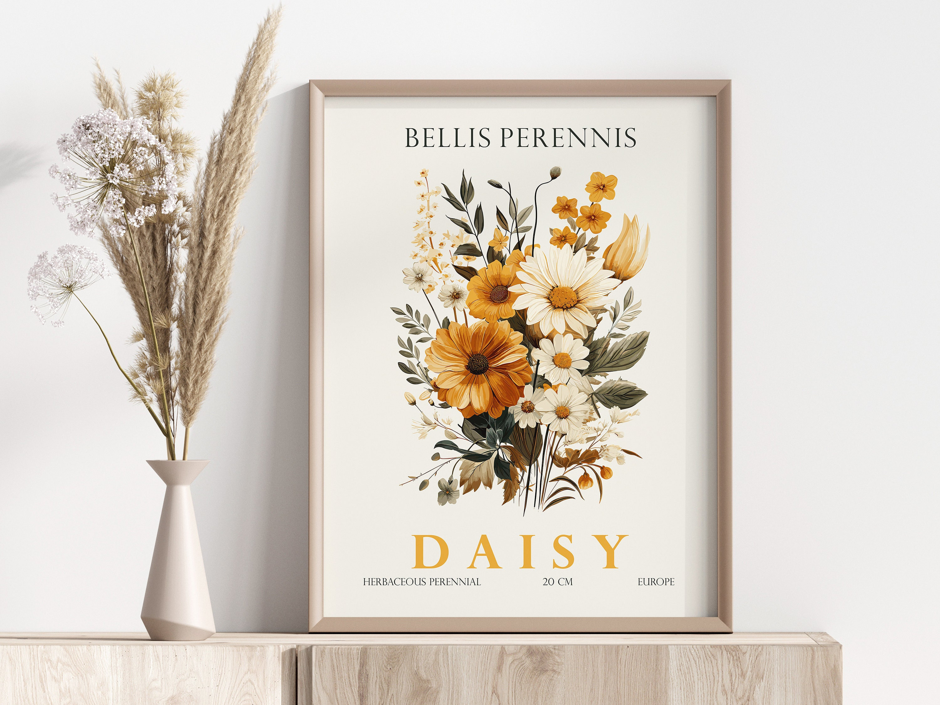 Daisy Wall Decor, Daisy Digital Print, Floral Poster, Floral Artwork ...