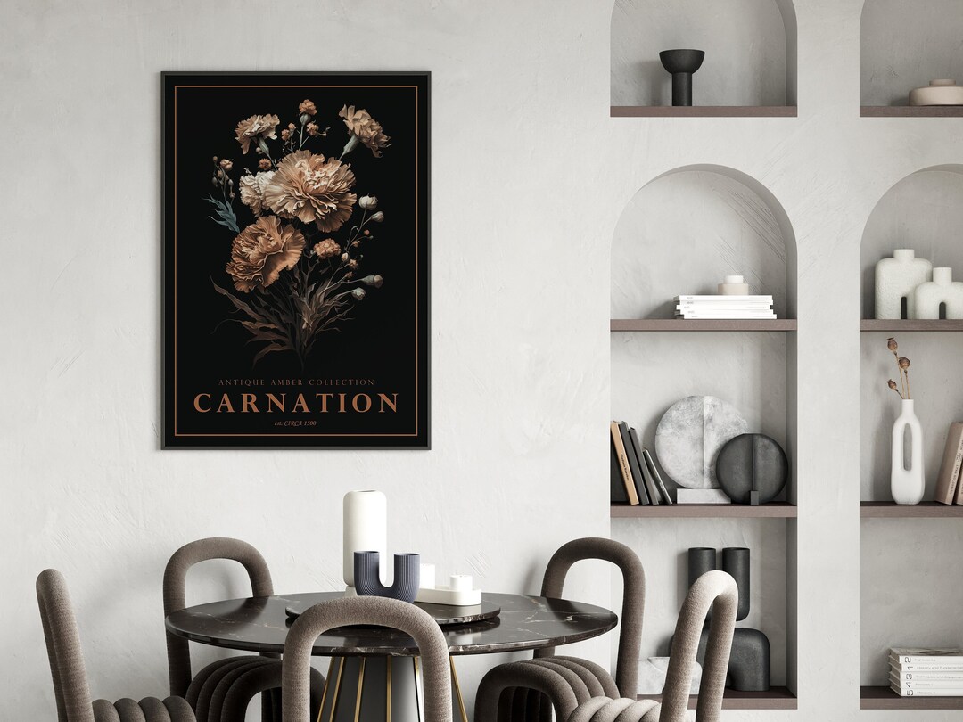 Carnation Antique Decor, Carnation Digital Print, Botanical Print ...