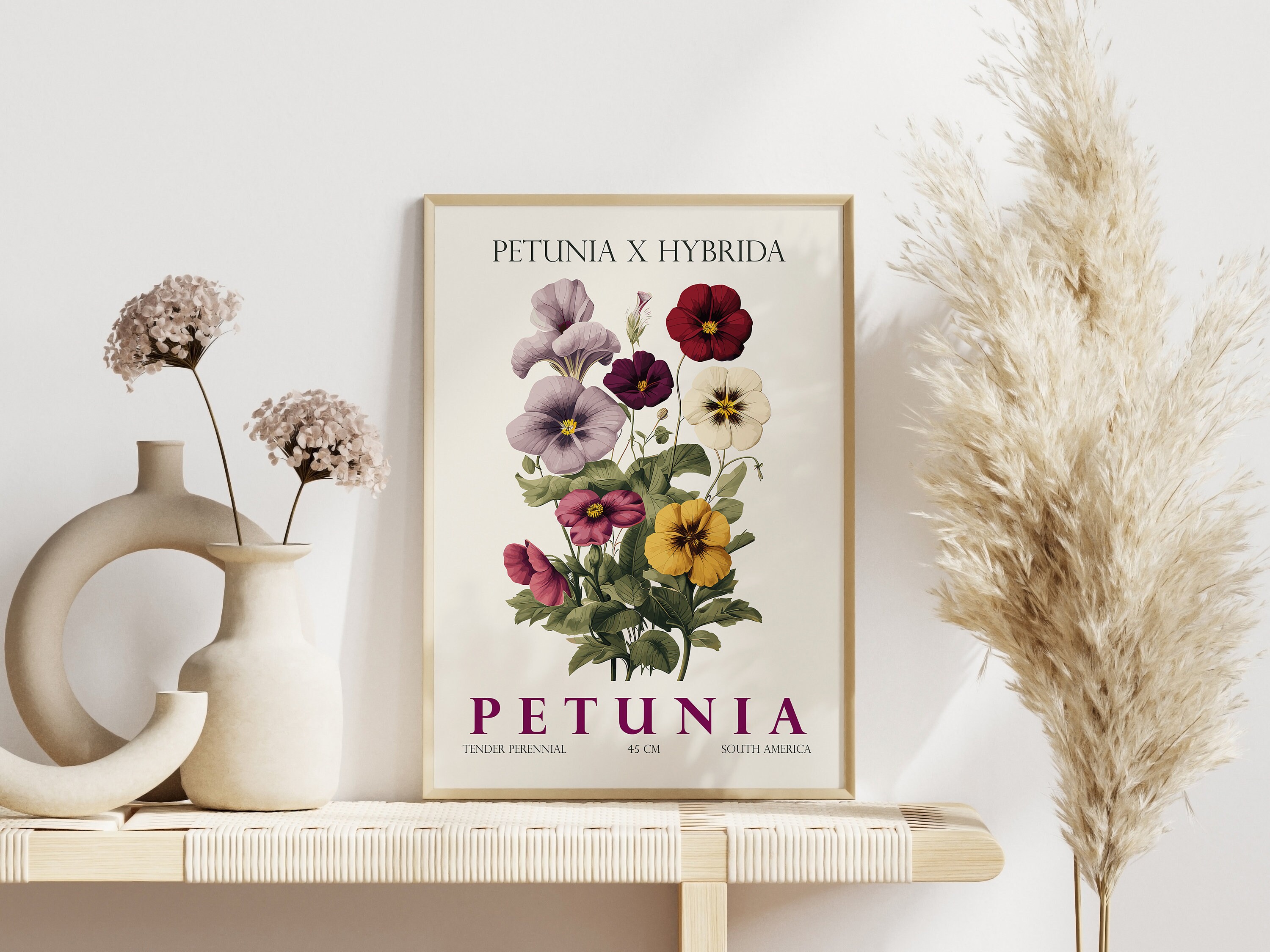 Petunia Wall Decor, Petunia Digital Print, Botanical Print, Digital ...