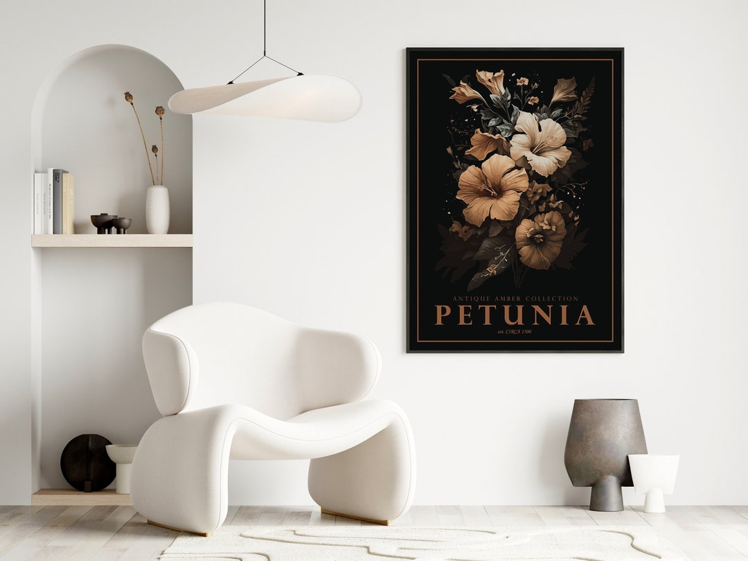 Petunia Antique Decor, Petunia Digital Print, Floral Poster, Floral ...