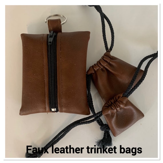 Trinket bags drawstring bags faux leopard bags tiny bags | Etsy