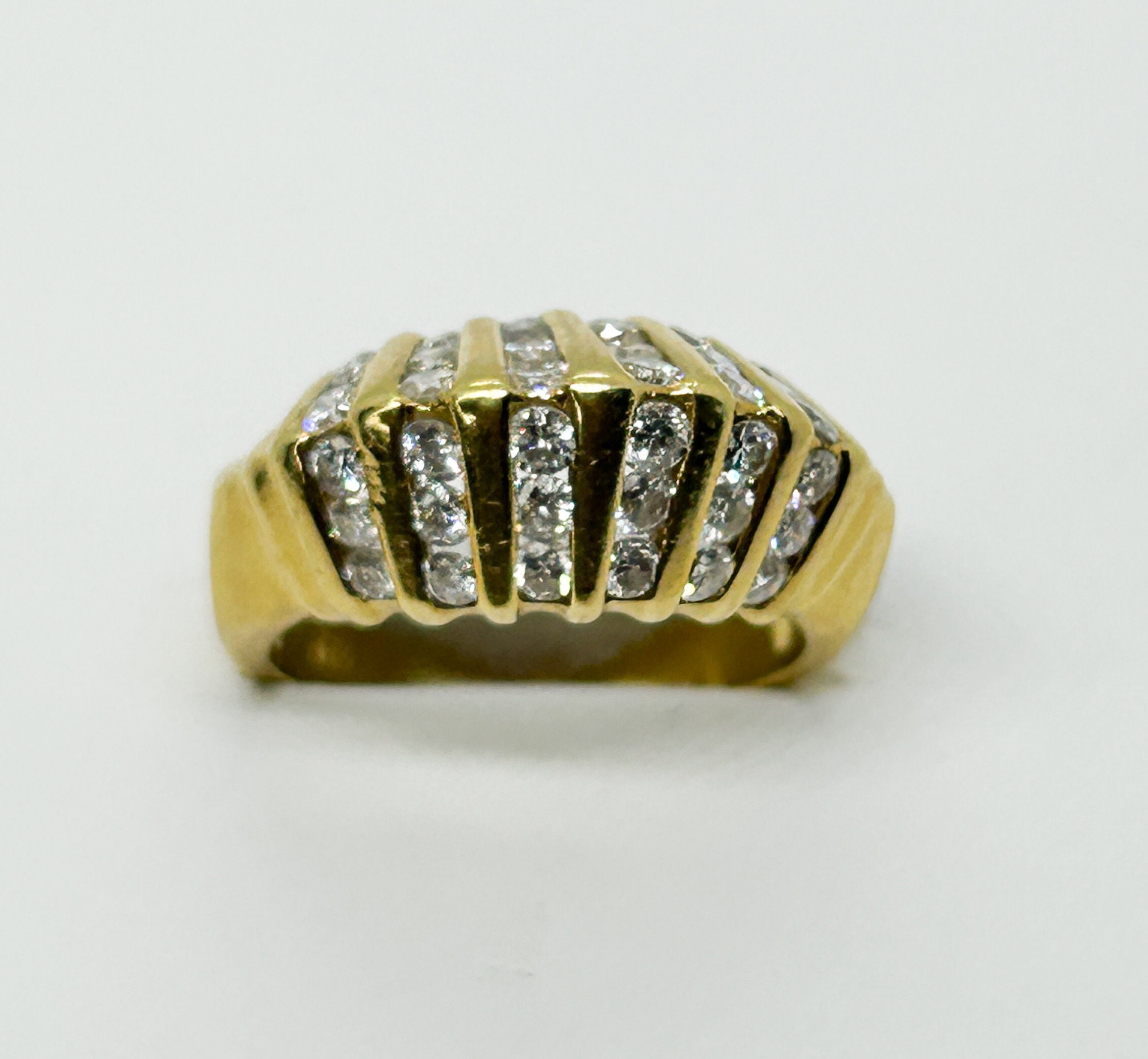 Diamond Ring Pointed Arch Dome 18k Yellow Gold Size 8 - Etsy