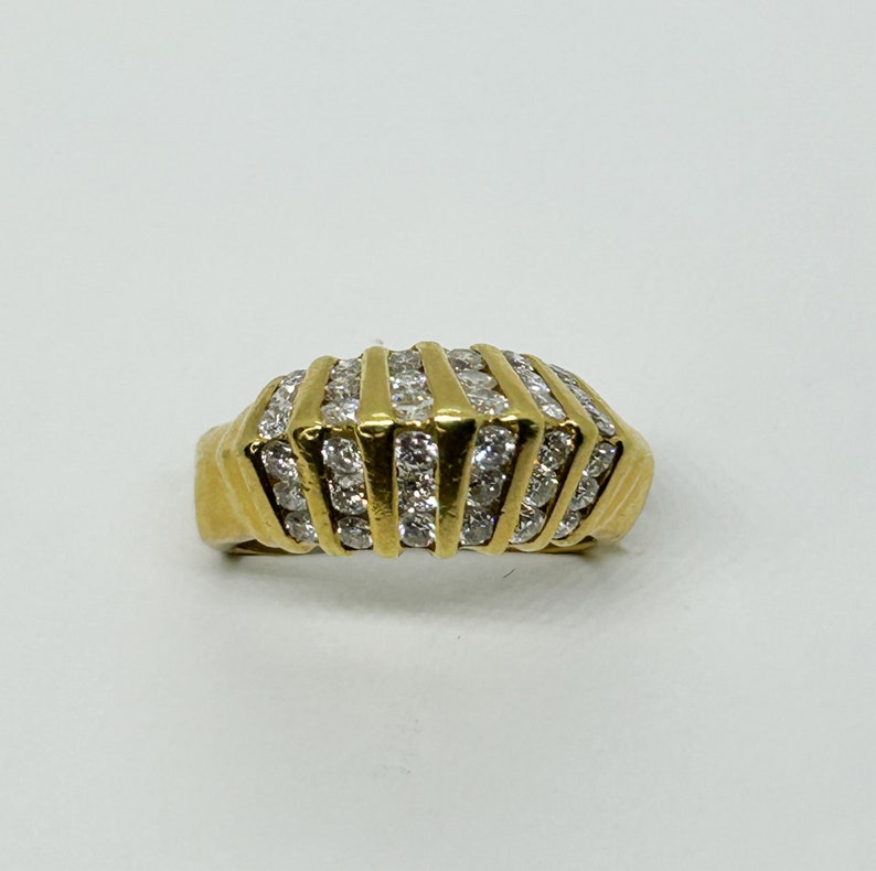 Diamond Ring Pointed Arch Dome 18k Yellow Gold Size 8 - Etsy