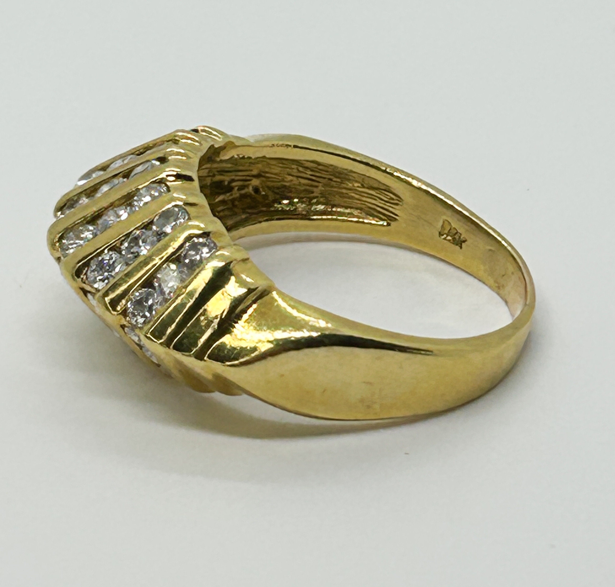 Diamond Ring Pointed Arch Dome 18k Yellow Gold Size 8 - Etsy