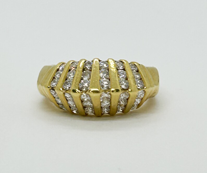 Diamond Ring Pointed Arch Dome 18k Yellow Gold Size 8 - Etsy