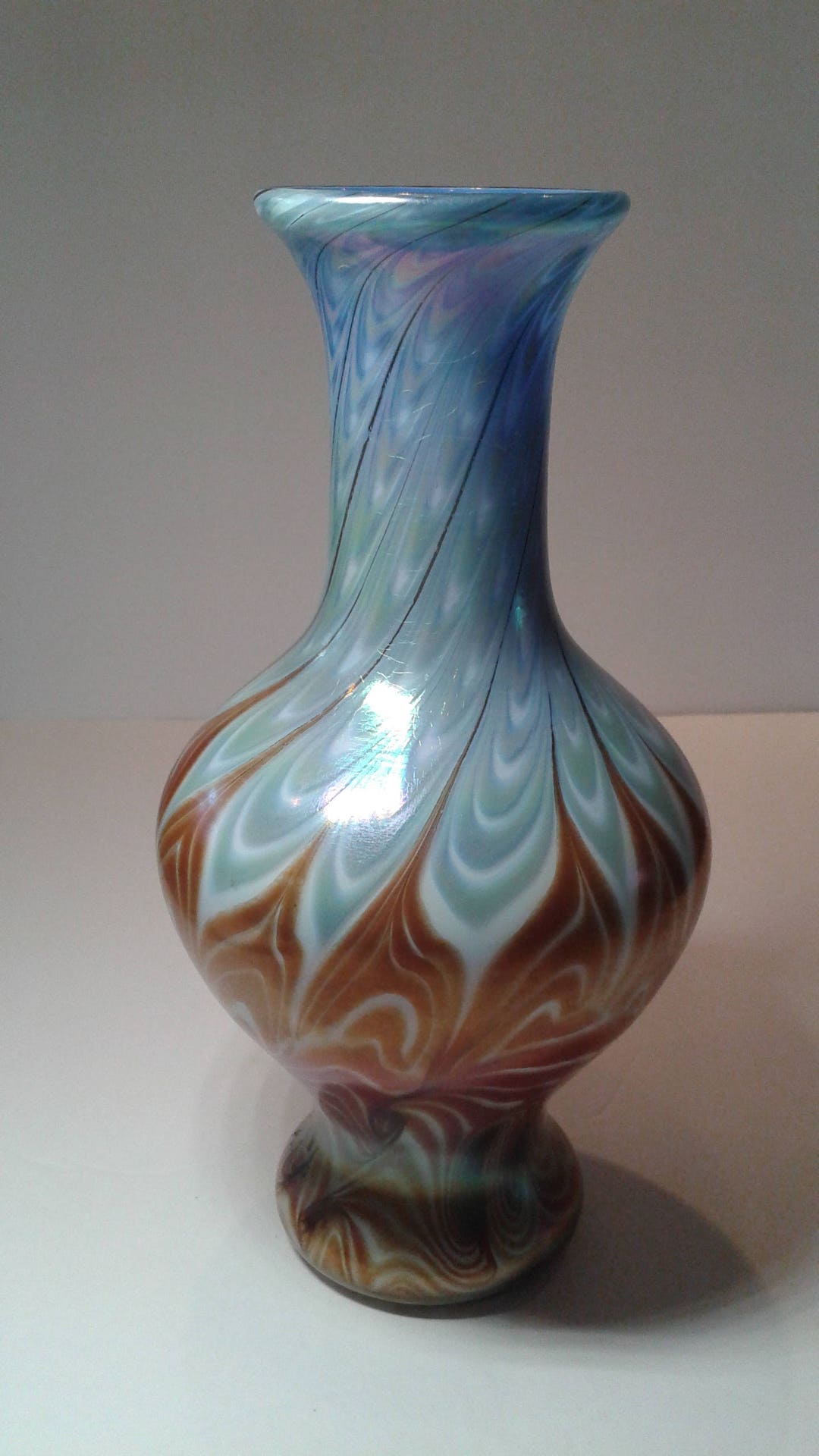 Vandermark Merritt Signed Hand Blown Glass in Green, Brown and Blue ...