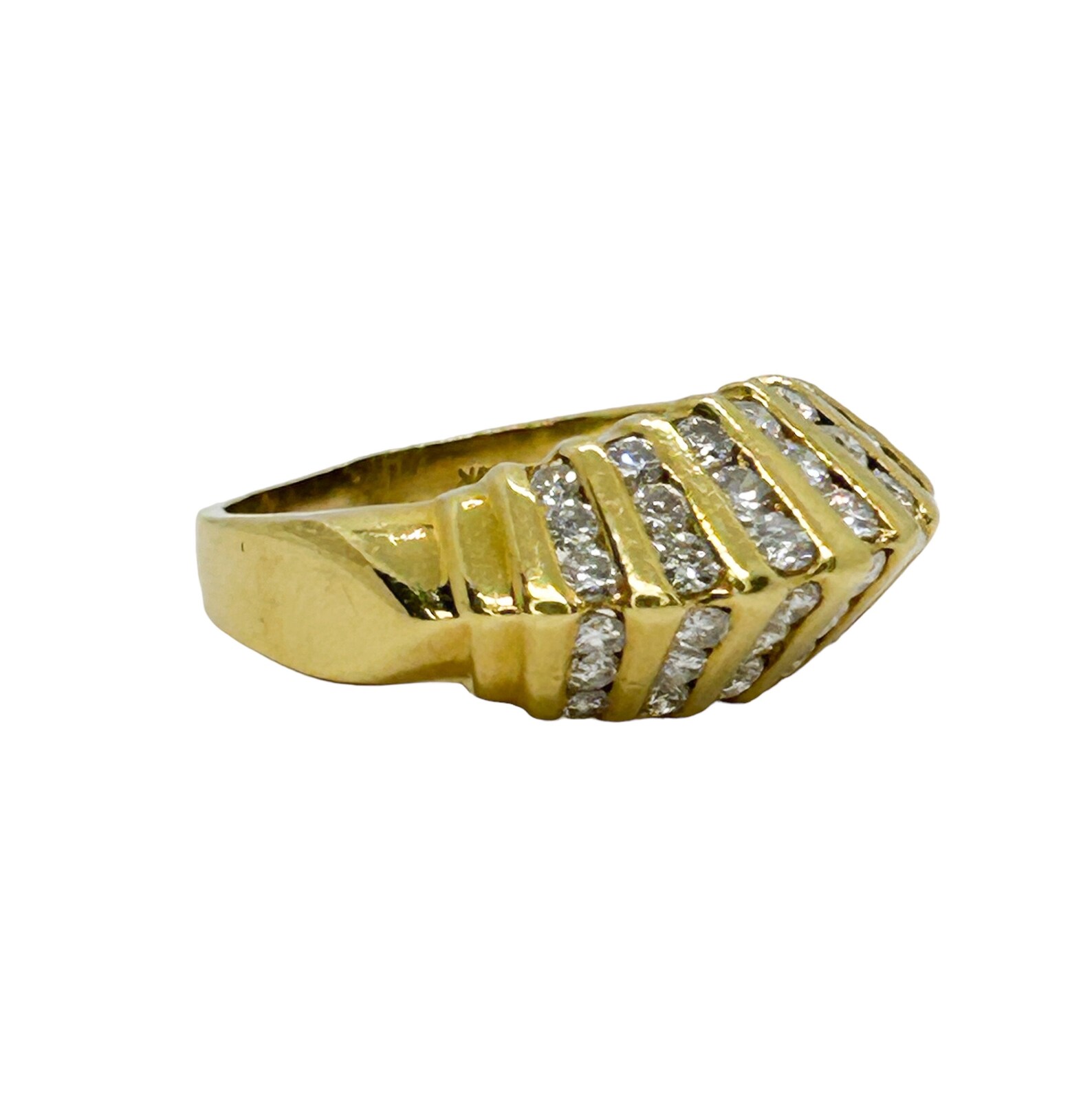 Diamond Ring Pointed Arch Dome 18k Yellow Gold Size 8 - Etsy