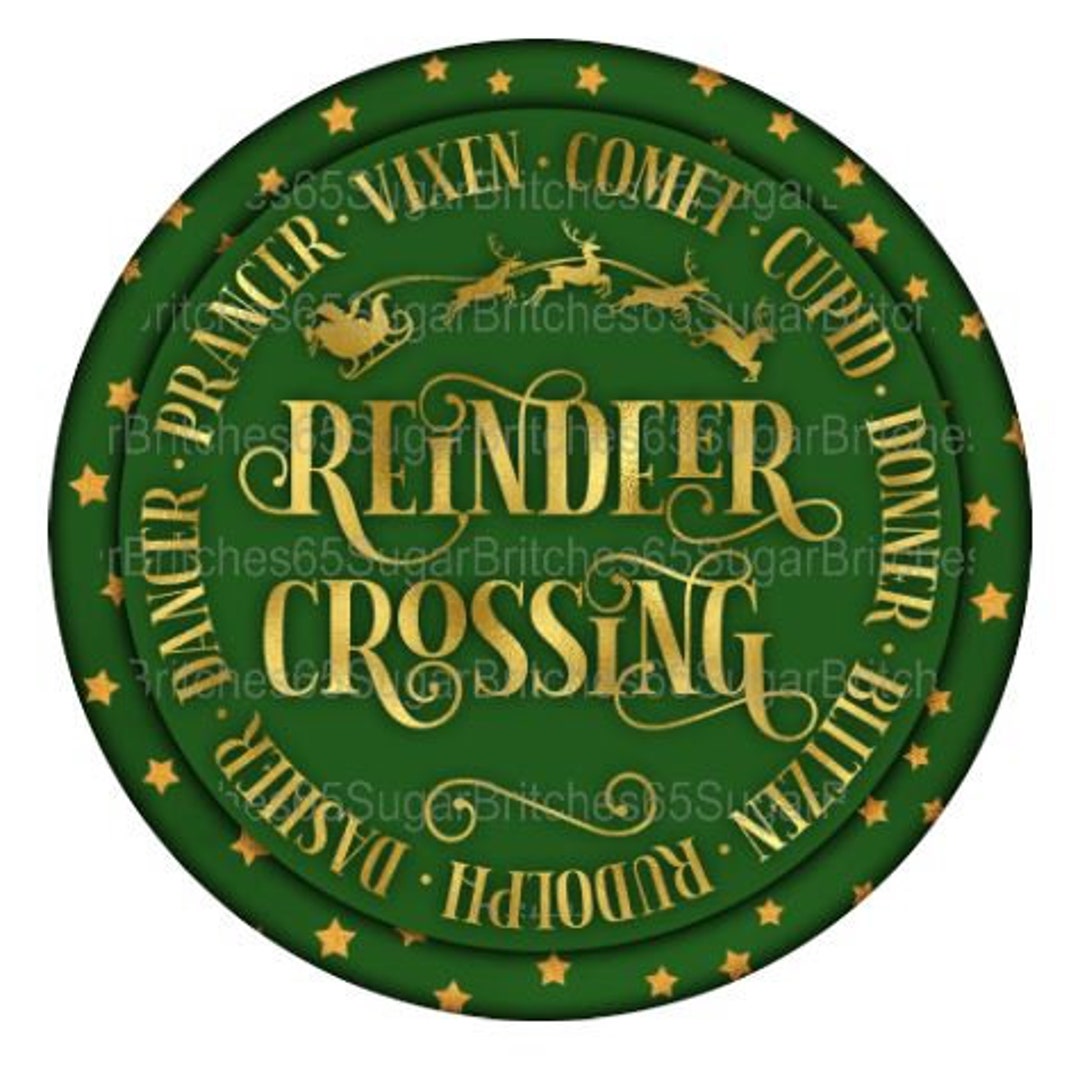 Reindeer Crossing Sign, Reindeer Sign, Christmas Decor, Christmas Wreath Sign, Christmas ...