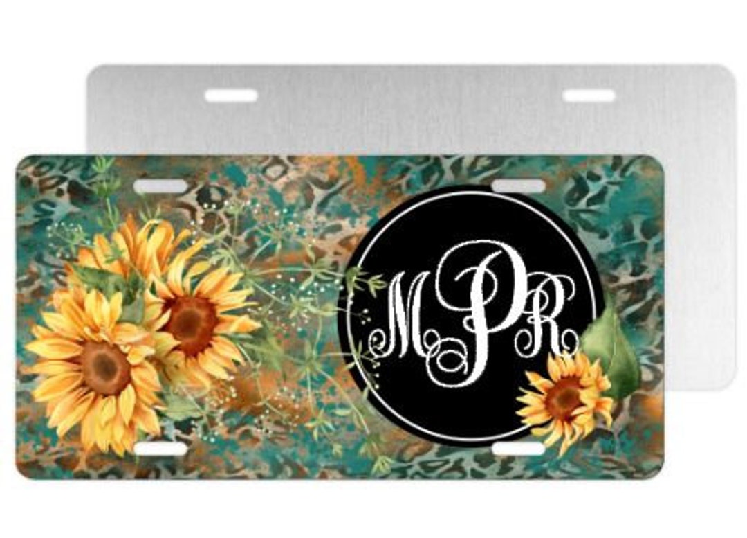 Floral License Plate, Sunflower License Plate, Car Tag, Monogrammed Tag ...