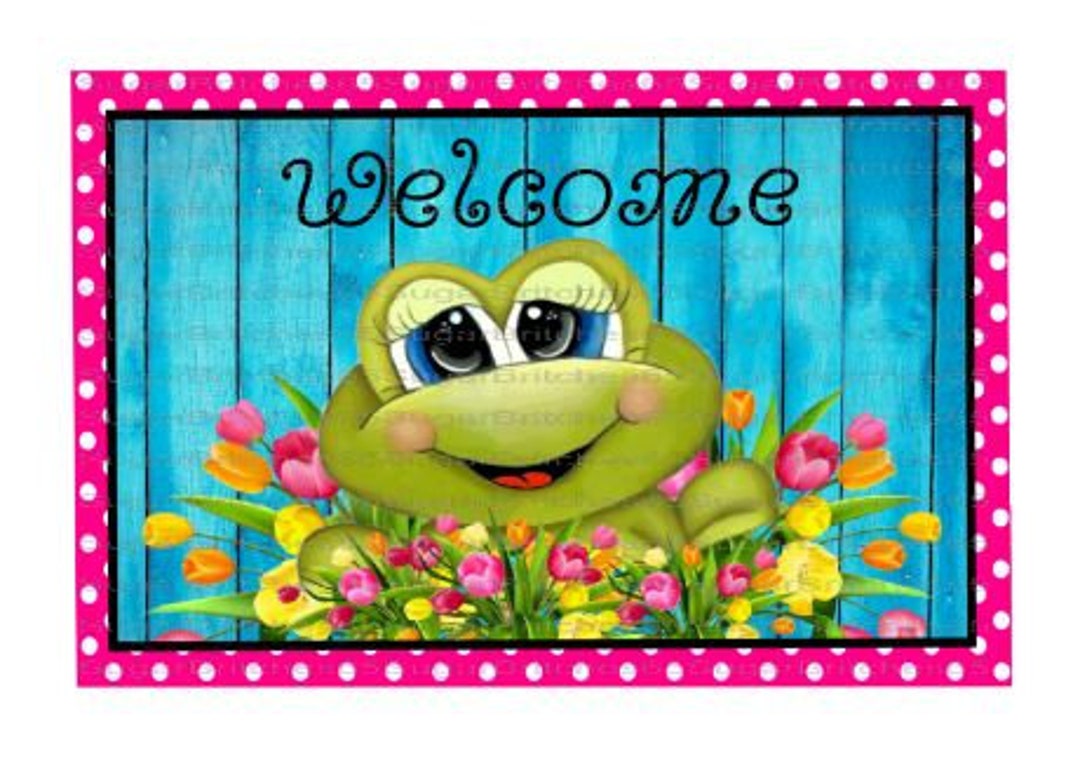 Welcome Frog Sign, Frog Sign for Wreaths, Frog Decor, Summer Wreath ...