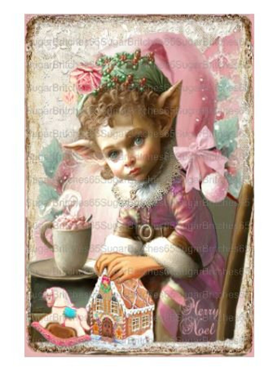 Pink Elf Sign Elf Sign for Wreaths Elf Decor Elf Wreath - Etsy