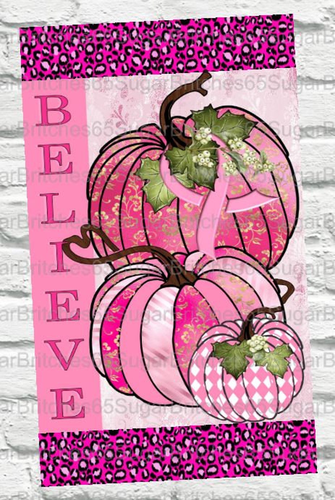 Breast Cancer Sign, Fall Breast Cancer Sign, Pink Cheetah Breast Cancer ...