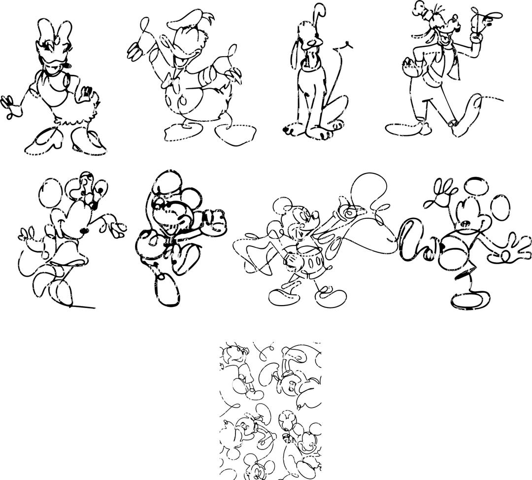 Mickey-inspired One-line Drawing SVG Bundle | Minimalist Digital ...