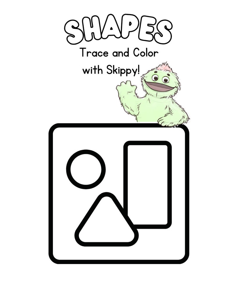 Shapes Trace and Color With Skippy - Etsy