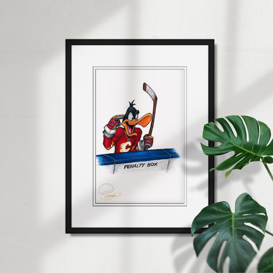 Daffy Duck Calgary Flames Sketch Print - NHL and Looney Tunes Licensed ...