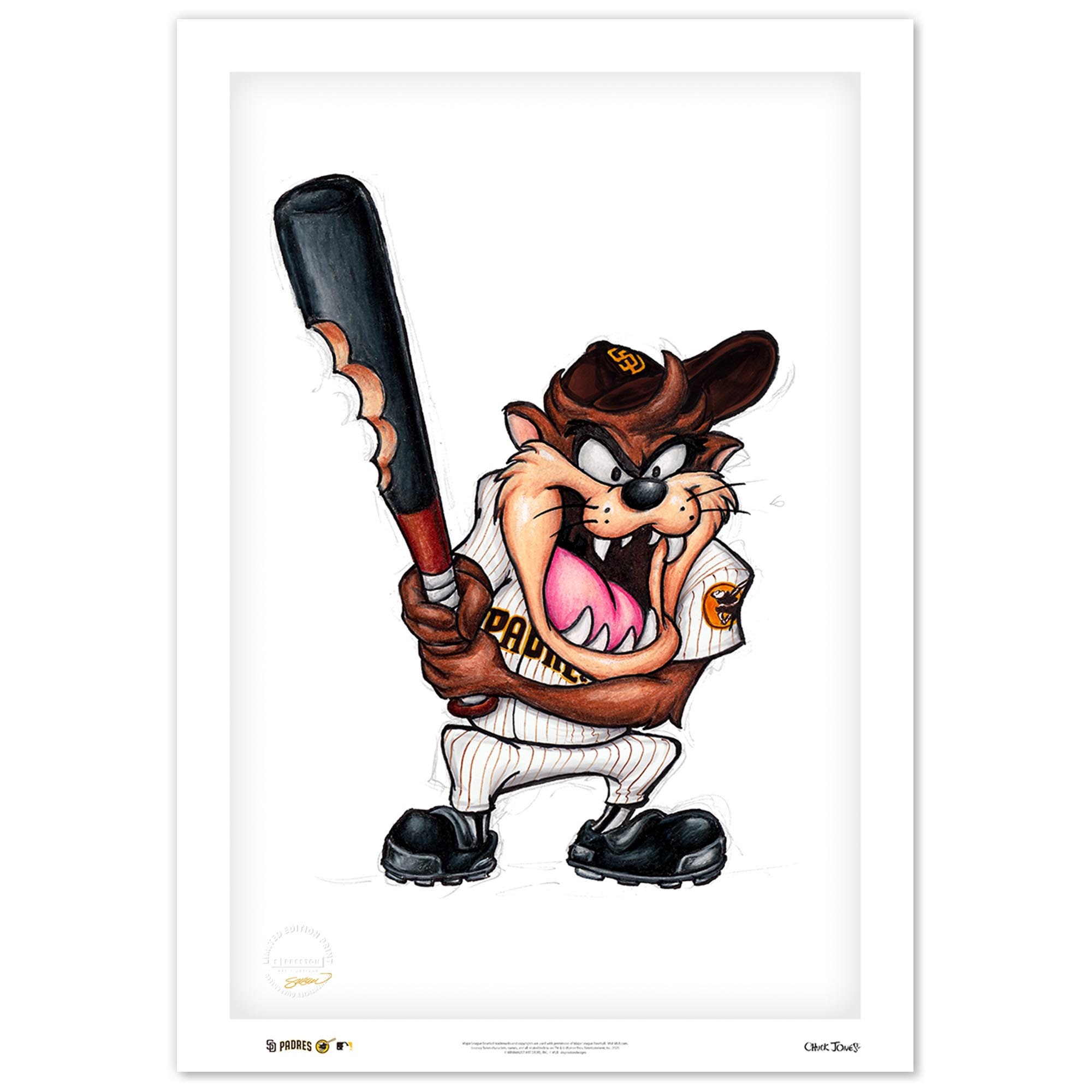Tasmanian Devil San Diego Padres Sketch Print - MLB and Looney Tunes ...
