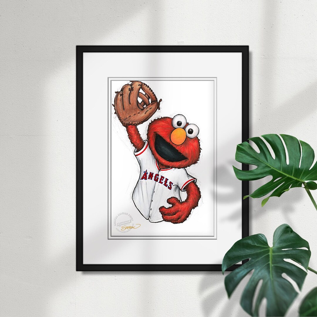 Los Angeles Angels Elmo Sketch Print - MLB and Sesame Street Licensed ...
