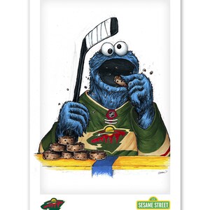 Minnesota Wild Cookie Monster Sketch Print - NHL and Sesame Street ...