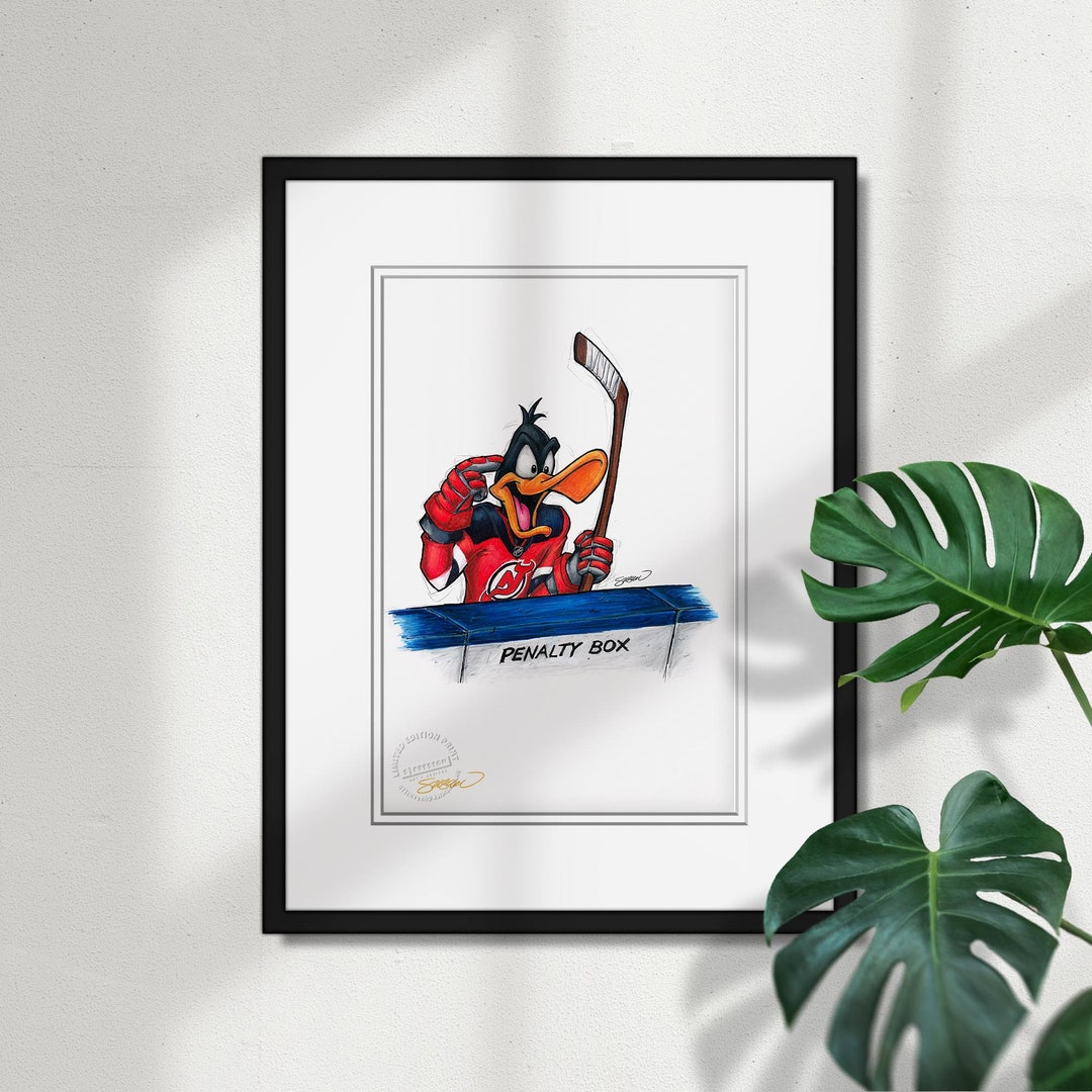 Daffy Duck New Jersey Devils Sketch Print - NHL and Looney Tunes ...