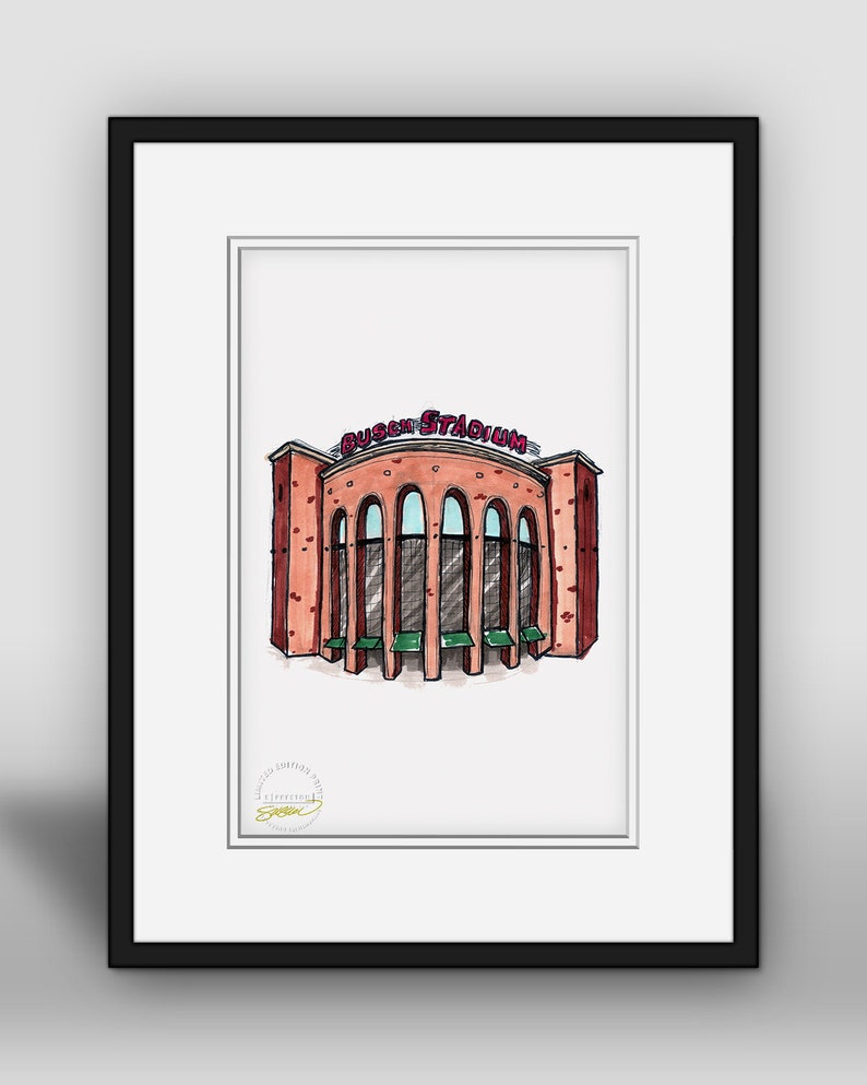 Busch Stadium Ink Sketch Limited Edition Fine Art Print - Ballpark Art ...