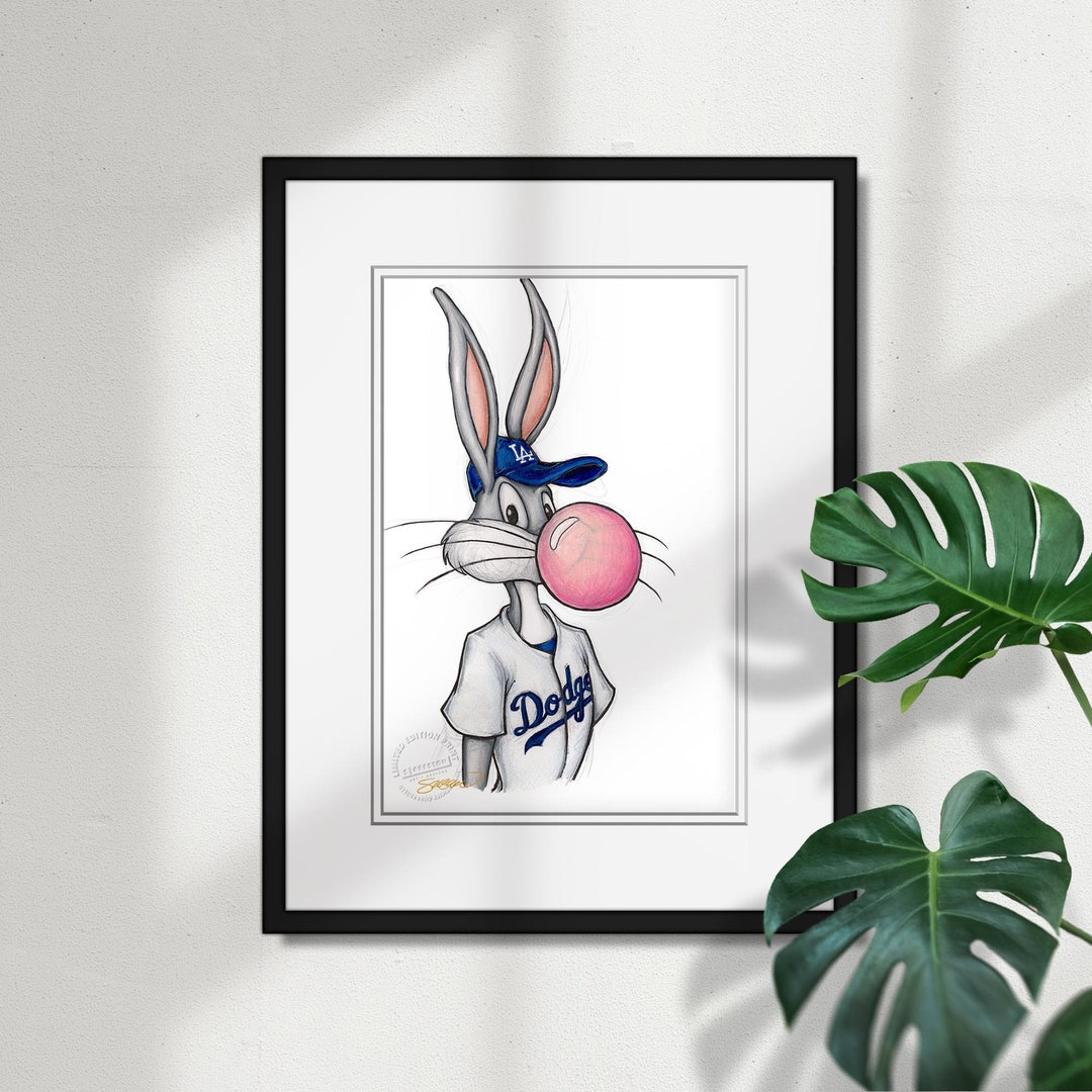 Bugs Bunny Los Angeles Dodgers Sketch Print - MLB and Looney Tunes ...