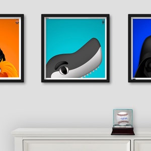 Minimalist S.J. Sharkie Square Poster Print San Jose Sharks Mascot NHL ...