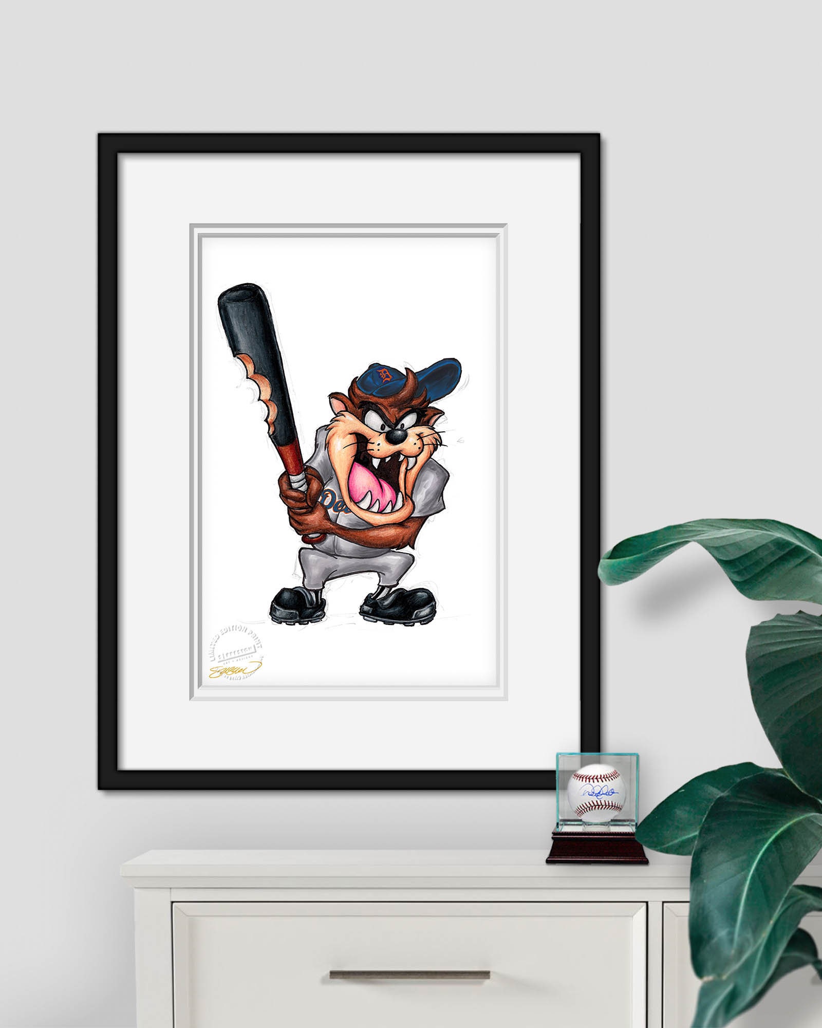 Tasmanian Devil Detroit Tigers Sketch Print - MLB and Looney Tunes ...