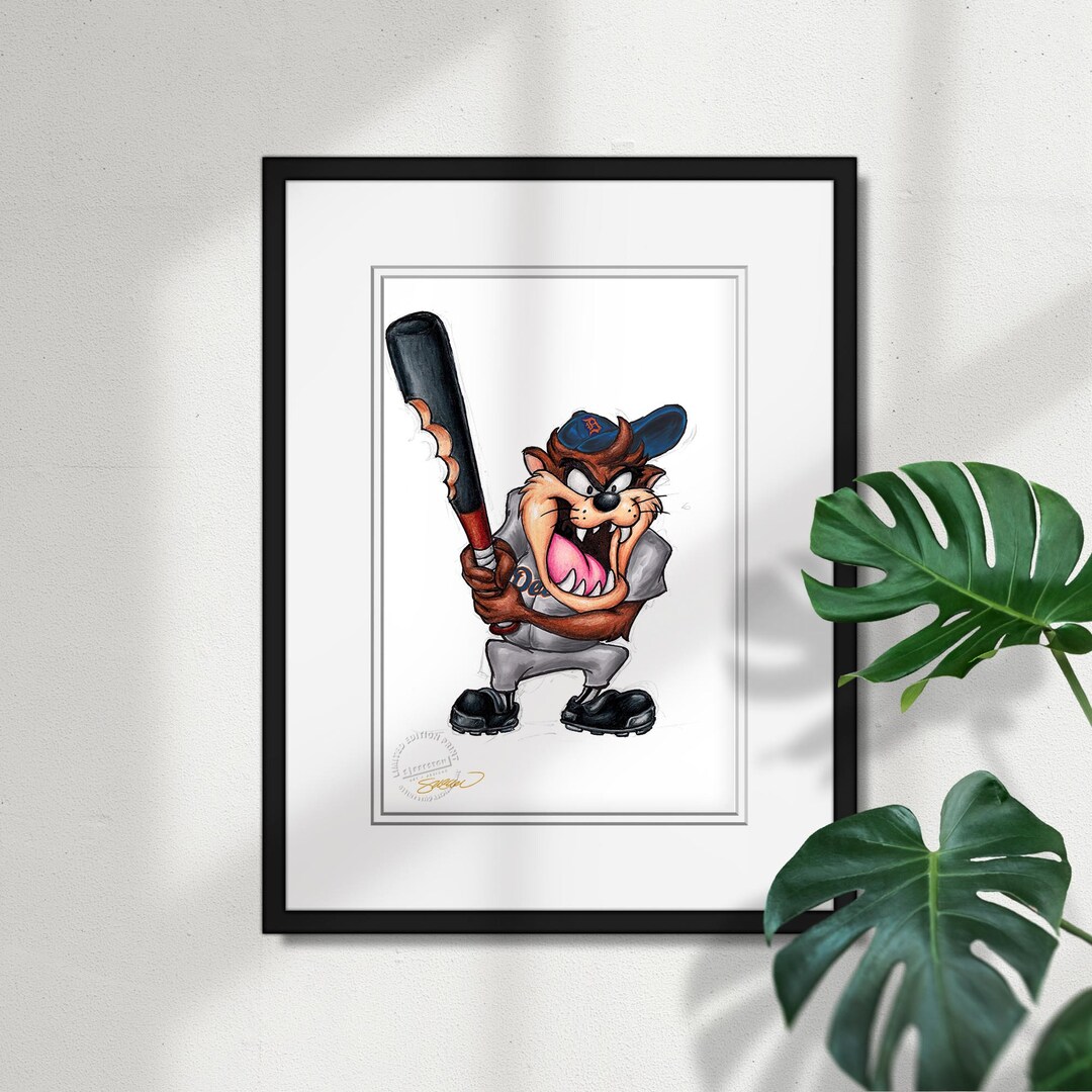 Tasmanian Devil Detroit Tigers Sketch Print - MLB and Looney Tunes ...