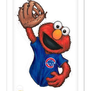 Chicago Cubs Elmo Sketch Print - MLB and Sesame Street Licensed Limited ...