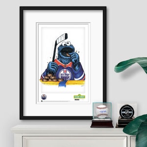 Edmonton Oilers Cookie Monster Sketch Print - NHL and Sesame Street ...