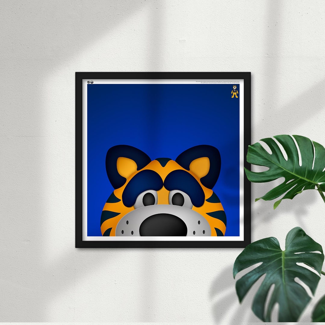 Minimalist Sabretooth Square Poster Print Buffalo Sabres Mascot - NHL ...