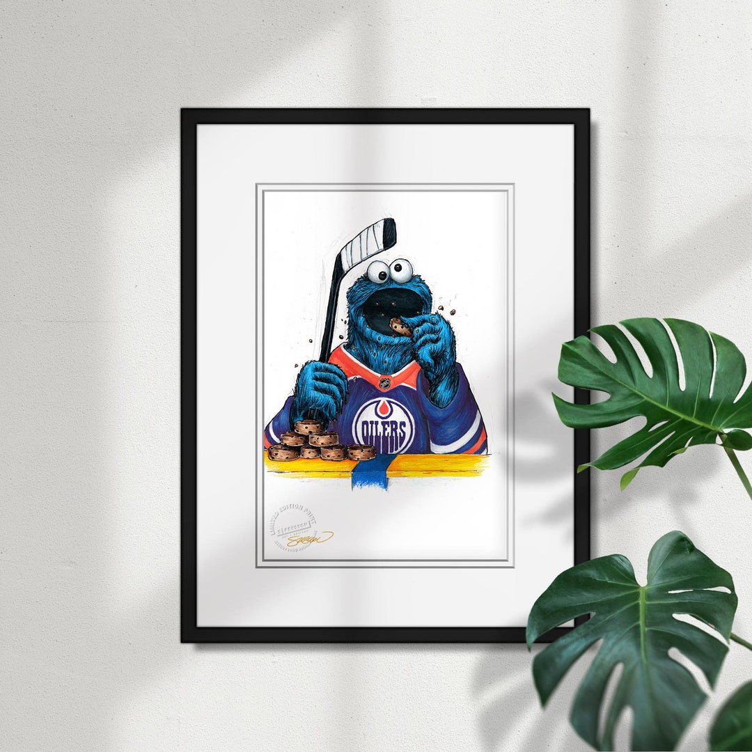 Edmonton Oilers Cookie Monster Sketch Print - NHL and Sesame Street ...