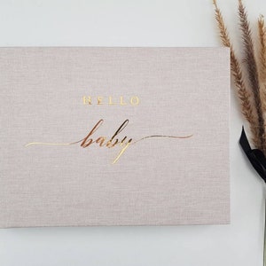 Custom Made Hello Baby Linen Guest Book Hardcover Fabric Luxe Album ...