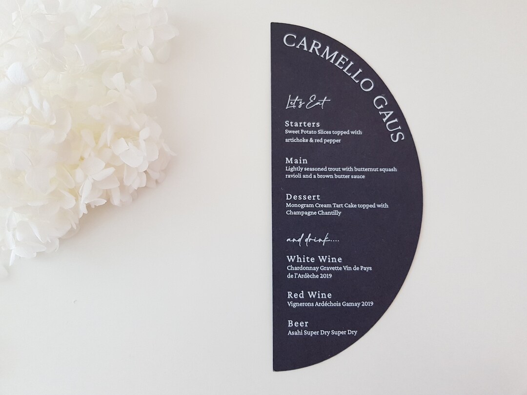Personalised Menu Minimal Personalised Wedding Cards, Dinner Menu ...