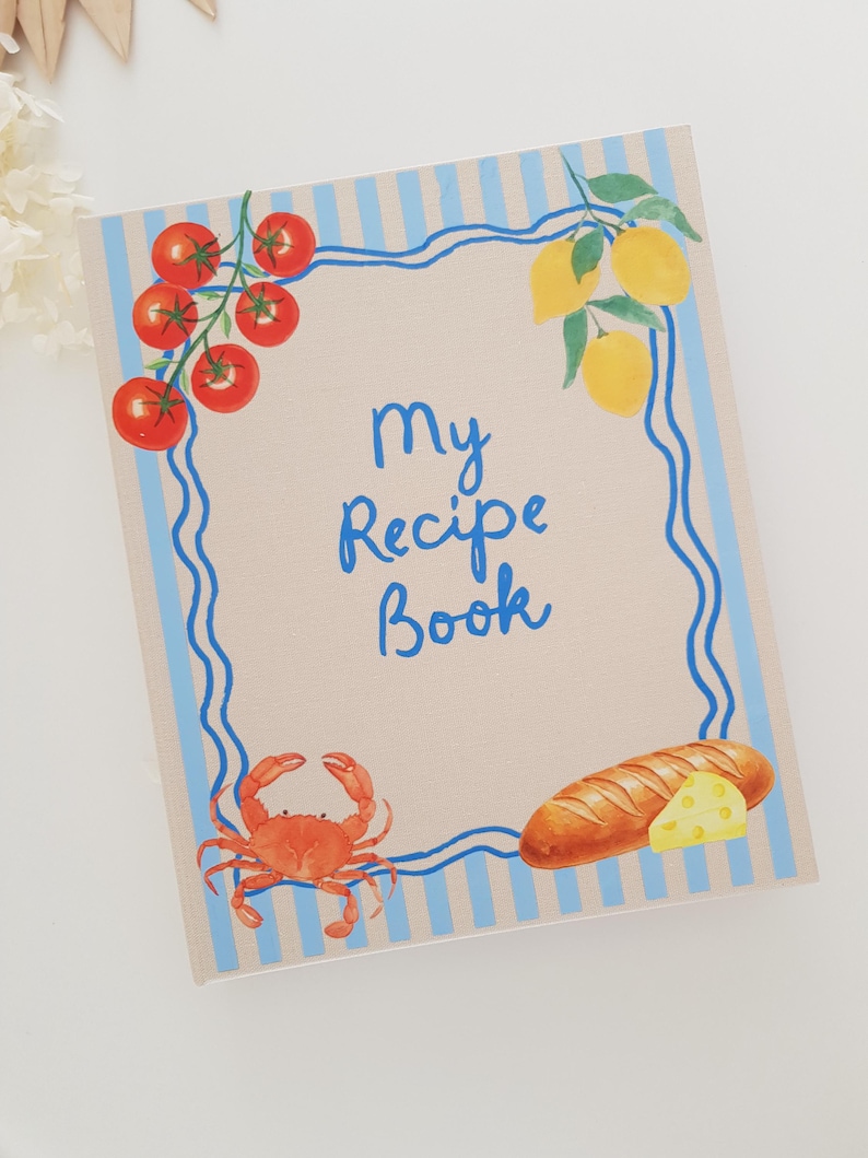 Whimsical Linen Family Recipe Baking Book, Cookbook Mothers Day ...