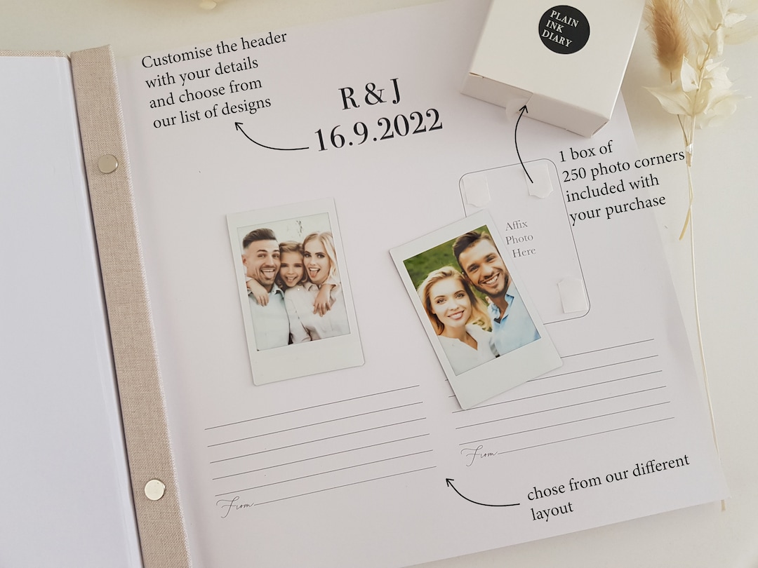 DIY Personalised Linen Photo Album Photo Guest Book Alternative Wedding ...