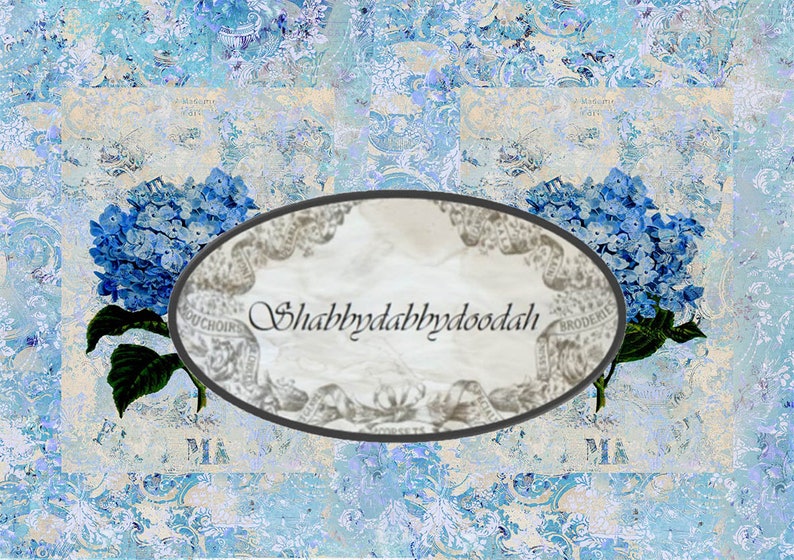 13 pg FRENCH BLUE Floral Themed Digital Print Background Pages | Etsy