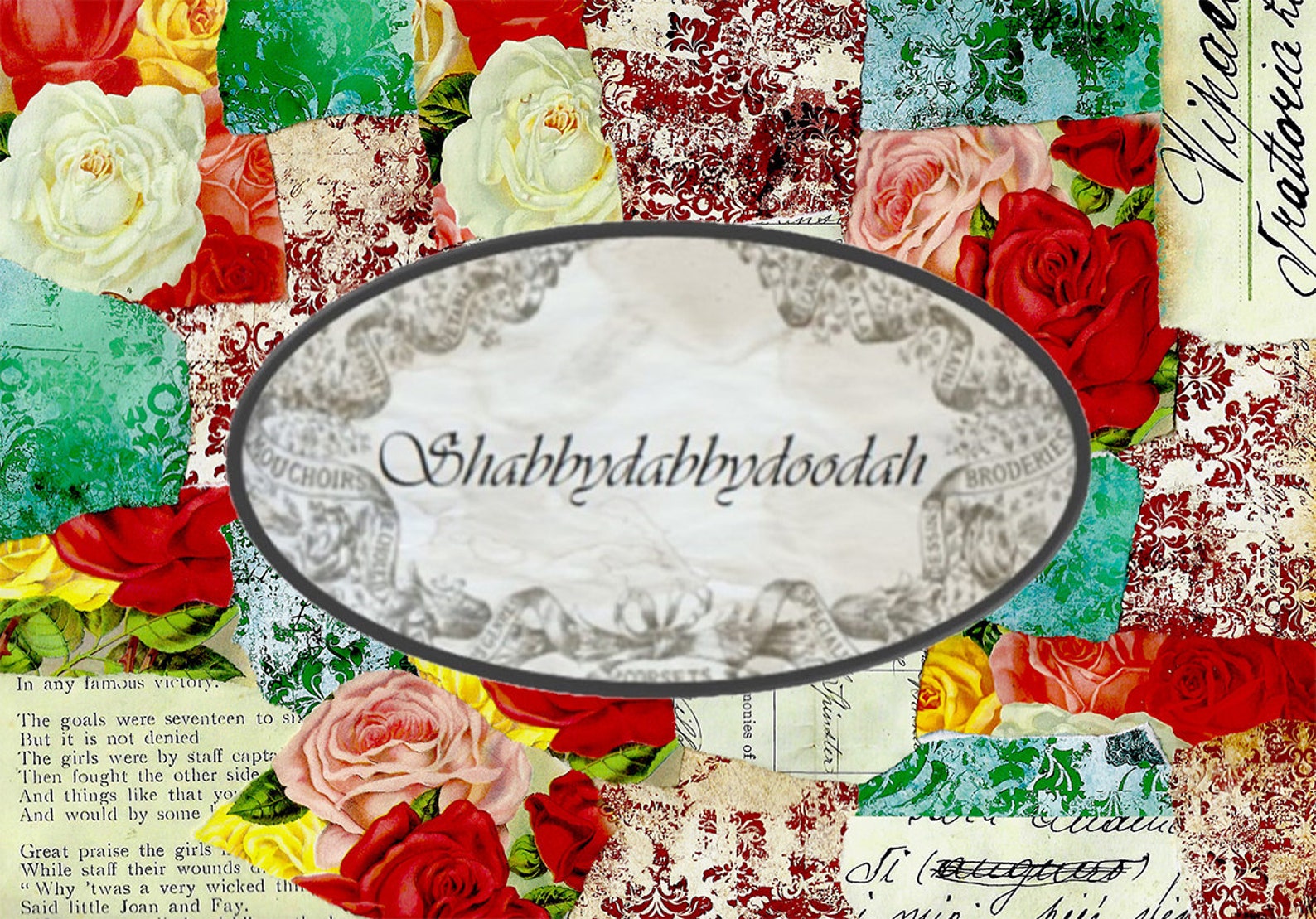6 Pg VICTORIAN ROSES Collage Background Pages Vintage Digital Print ...