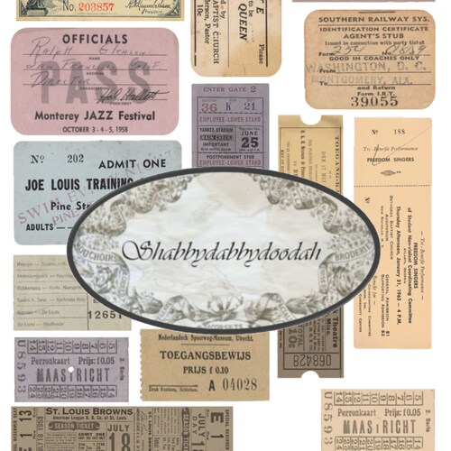 Junk Journal Printable Ticket Faux Tickets Ephemera - Etsy