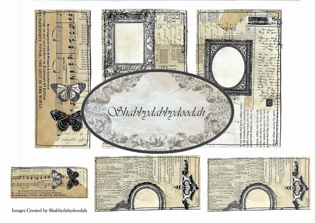 6 Page X Collage VINTAGE DOCUMENTS Background Pages Vintage Scrapbook ...