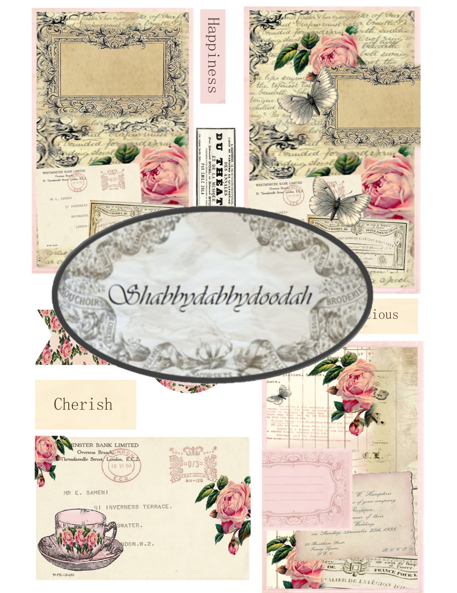 SLIPPER & the ROSE Pg Vintage Ephemera Set Romantic Roses - Etsy