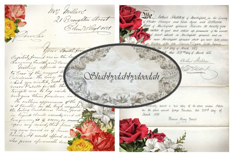 VICTORIAN VINTAGE Floral Themed Set Letters & Papers of Journalling ...