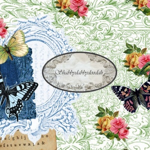 11 X Background Pages the BUTTERFLY HOUSE Vintage BUTTERFLIES Roses ...
