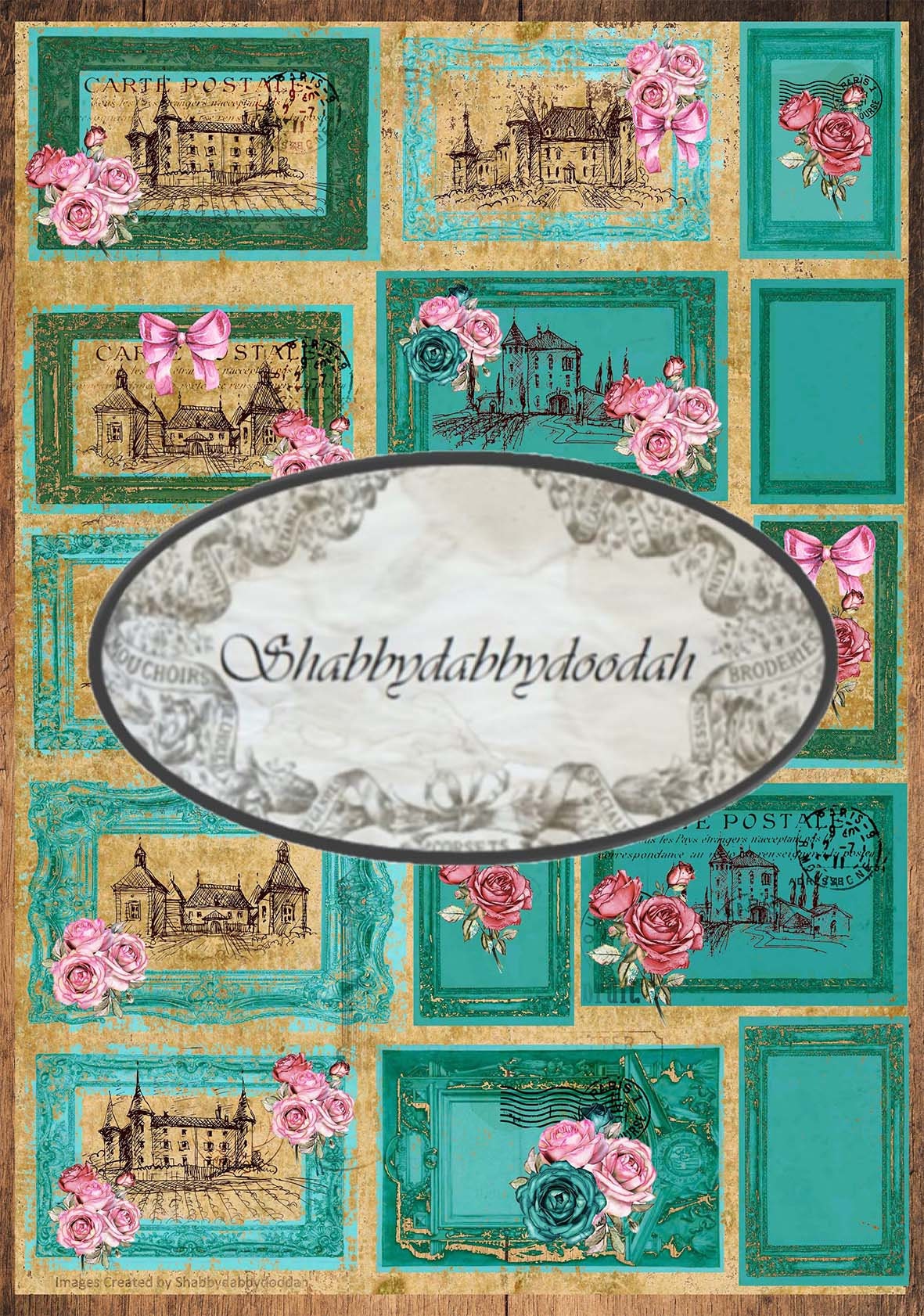 Vintage Turquoise FLORAL Labels Notecards With BG Pages 3pg | Etsy