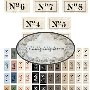 NUMBER Tabs - Ticket Ephemera Vintage Font Junk Journal Themed Words ...