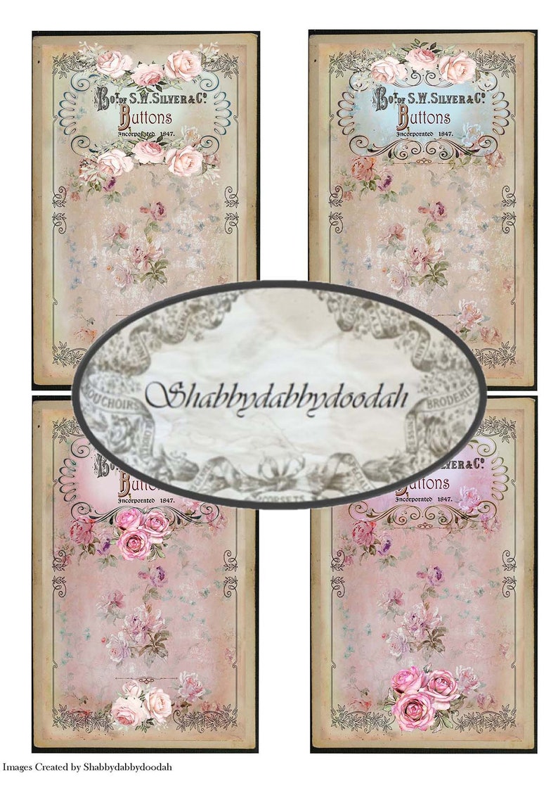 6 Pg BUTTON CARDS Plain & Decorated Vintage Journaling Cards - Etsy