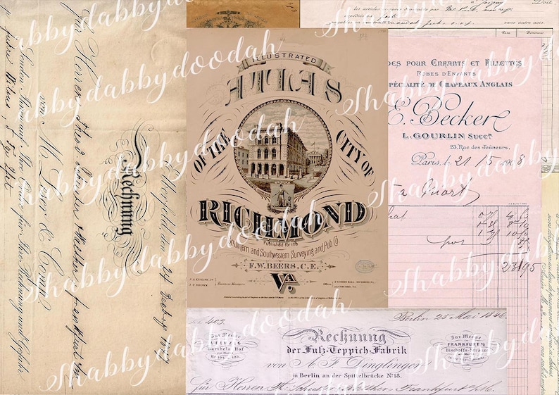 30 Pg the VINTAGE DOCUMENTS Collection Vintage Background Pages Themed ...