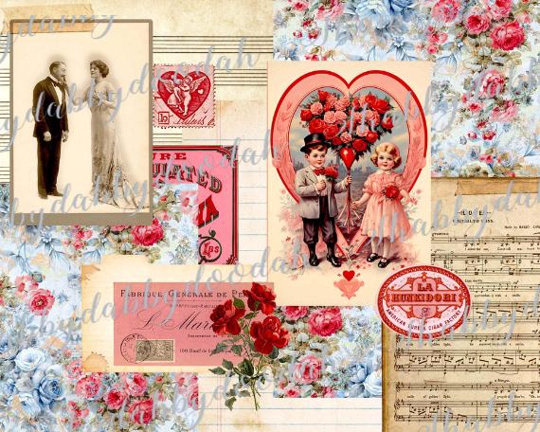 32 Pg VALENTINES From the VAULT Collection Vintage Background Pages ...